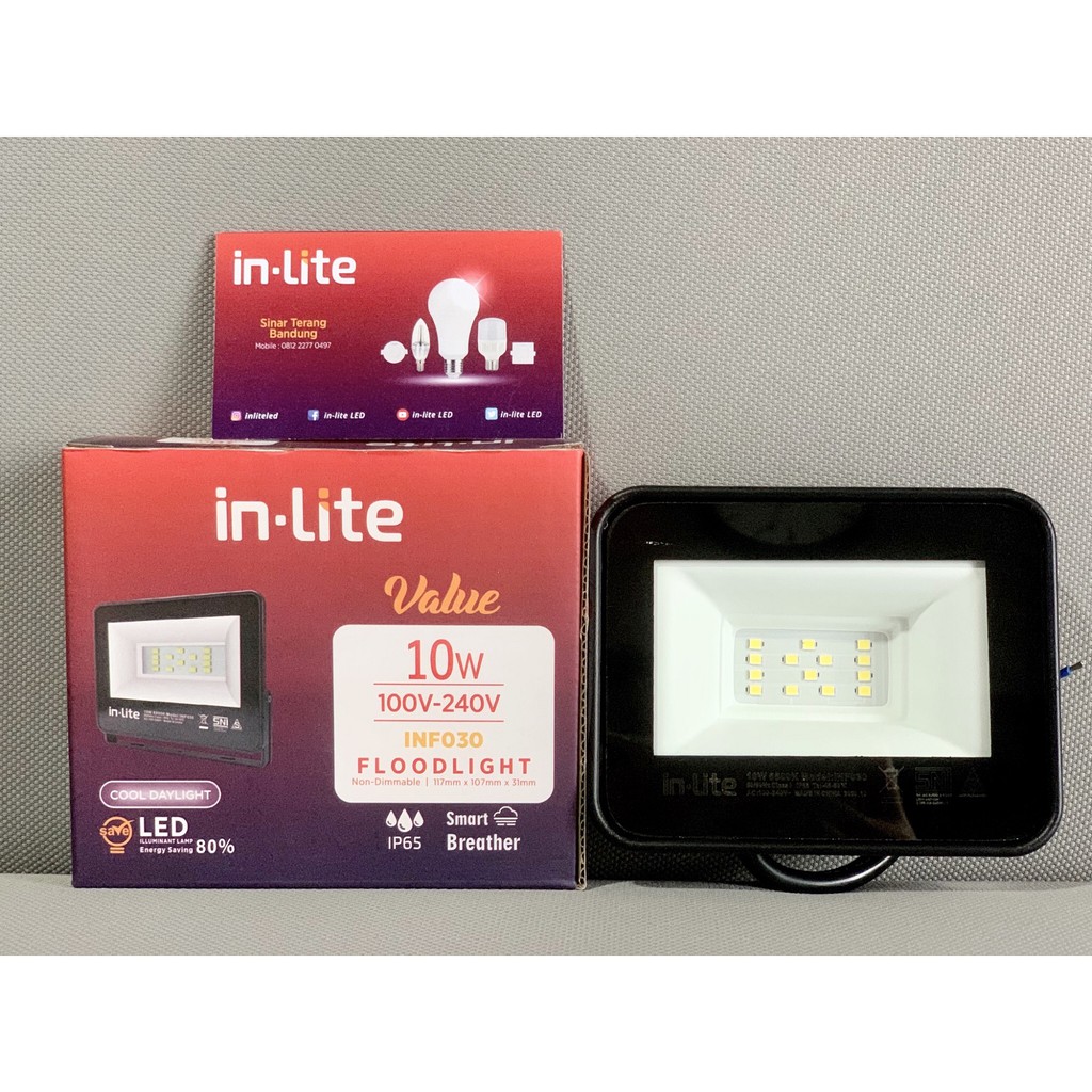 Jual LAMPU SOROT FLOODLIGHT LED INLITE VALUE 10W 10 WATT - INF030 | Shopee Indonesia