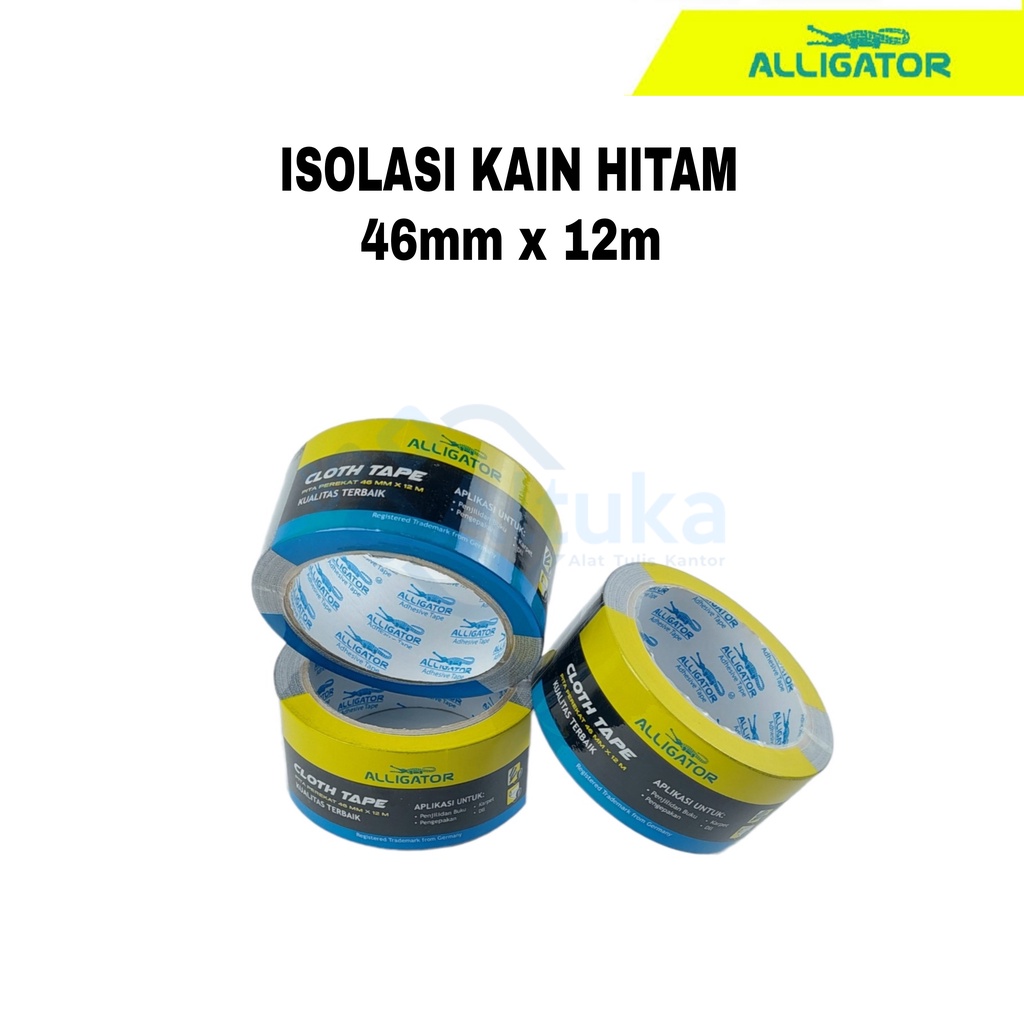 Jual Lakban Kain Hitam / Isolasi Kain Hitam / Cloth Tape Alligator ...