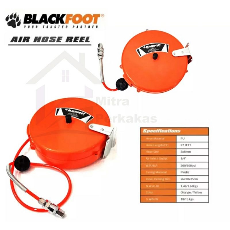 Jual Air Hose Reel BlackFoot 8 Meter x 5Mm Gulungan Selang Angin ...