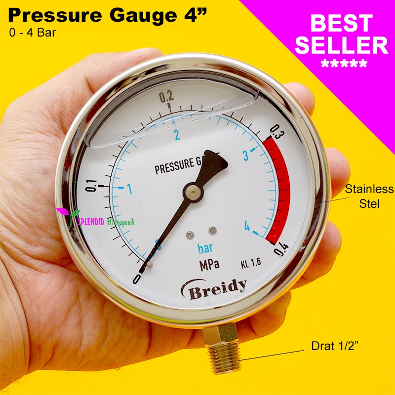 Jual Pressure Gauge 4" 4 Bar Stainless Steel | Shopee Indonesia