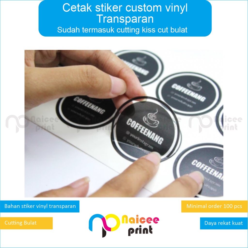 Jual cetak stiker transparan print stiker lebel produk logo kue makanan ...