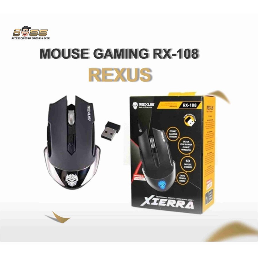 Jual Rexus RX-108 Xierra Professional Wireless Gaming Mouse RX108 ...