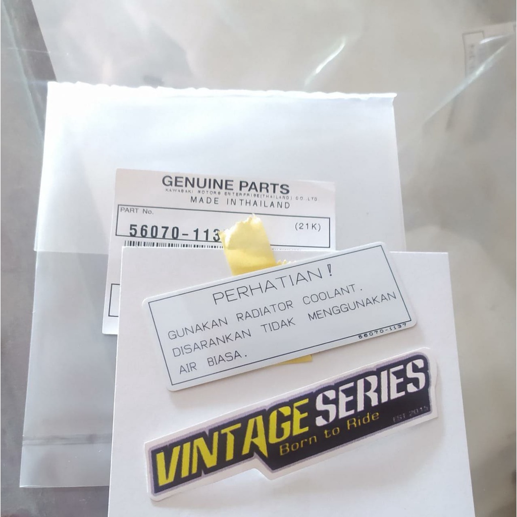 Jual stiker label botol tabung air radiator ninja r rr ss original ...