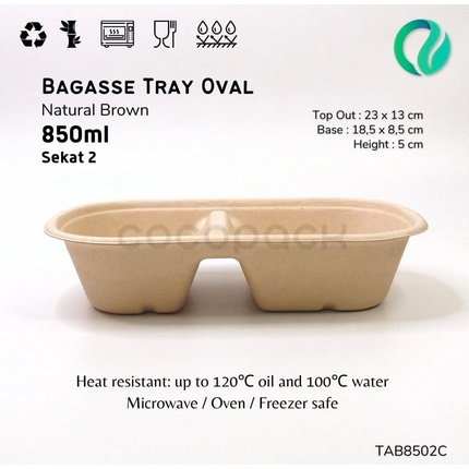 Jual Tempat Makan - Bagasse Oval 850ml Sekat 2 dan Tanpa Sekat Tutup PET/PP 10 PCS | Shopee ...