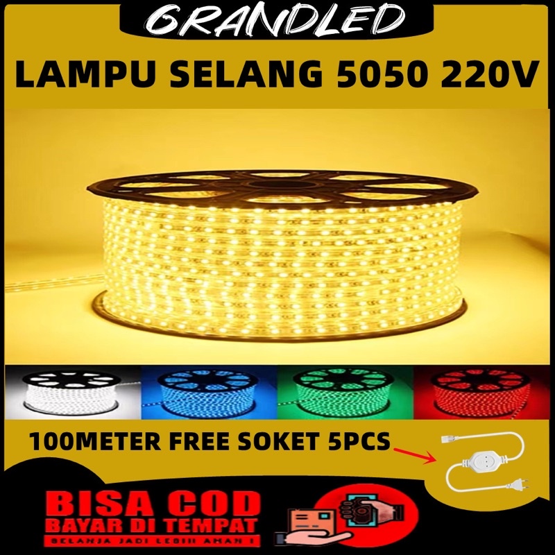 Jual Lampu selang led strip 5050 100 Meter ( Free Soket 5 ) led drop ...