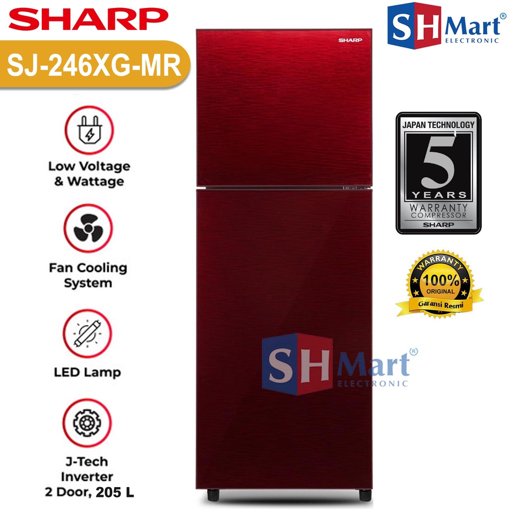 Jual KULKAS SHARP 2 PINTU SJ-246XG KAPASITAS 205 LITER GLASS DOOR SJ246XG GARANSI RESMI | Shopee ...