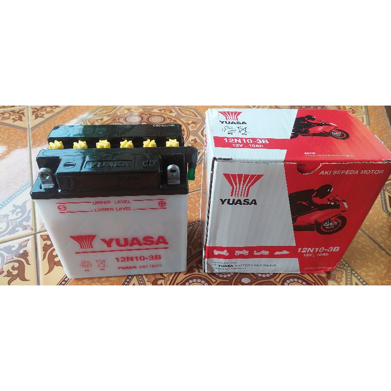 Jual ORIGINAL YUASA 12N10 ACCU BASAH 12N10-3B 12V 10AMPER THUNDER VIAR KAISAR GENSET VESPA 12 ...