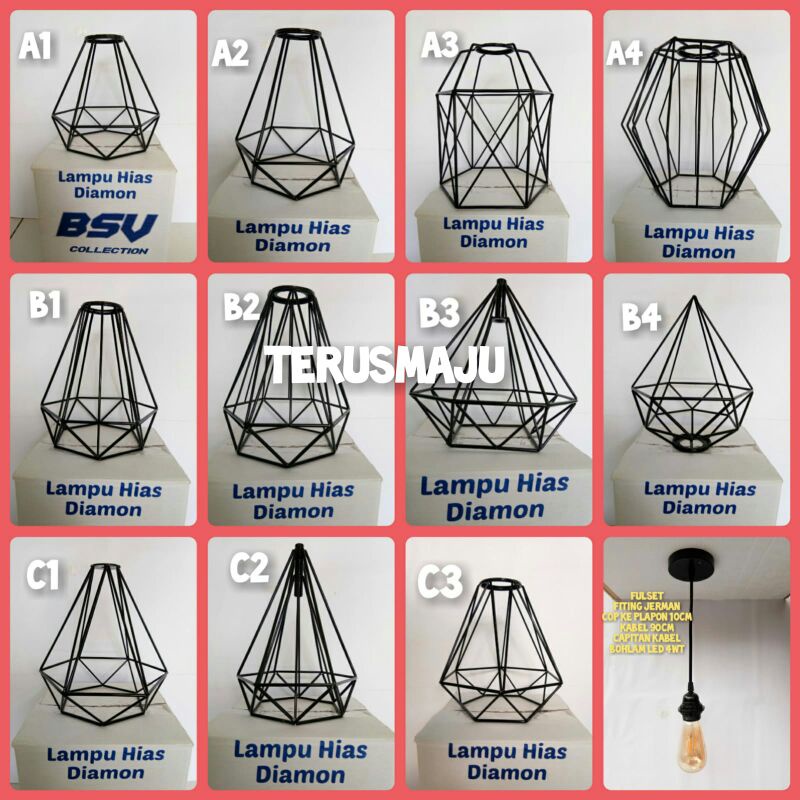 Jual CAP LAMPU HIAS GANTUNG DEKORASI DIAMON rangkanya aja | Shopee ...