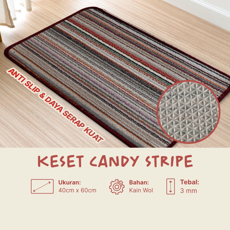 Jual Keset Kamar Mandi Candy Stripe Wol 40 x 60 cm Anti Slip | Shopee ...