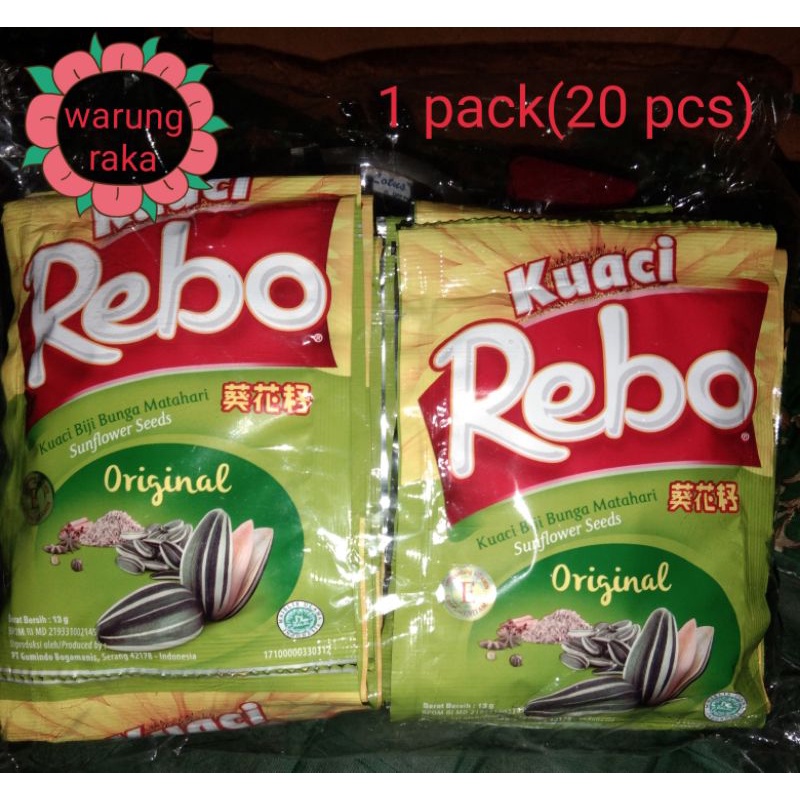 Jual kuaci rebo,original,(1 pack isi 20 pcsX13gram) | Shopee Indonesia