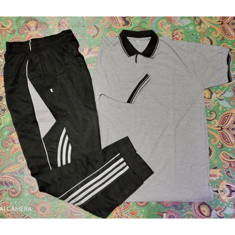 Jual Setelan Kaos Berkerah Lengan Pendek hitam merah/Set pakaian pria ... Jual Setelan Kaos Berkerah Lengan Pendek hitam merah/Set pakaian pria ...