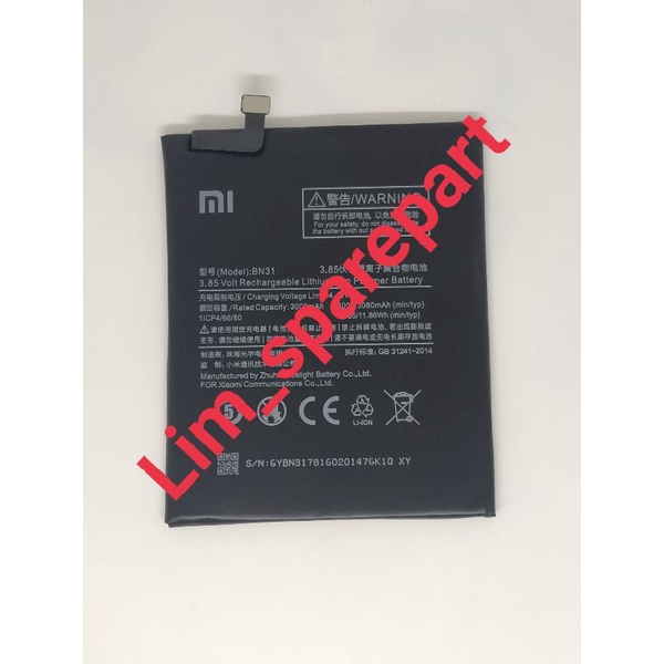 Jual baterai BN31 / baterai xiomi MiA1 / mi5x / redmi note 5a / redmi ...
