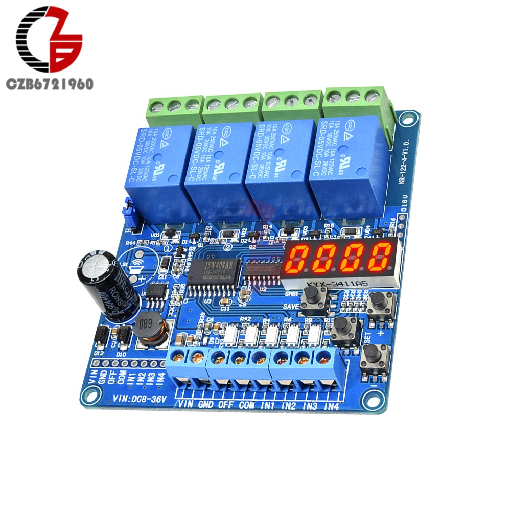 Jual PREORDER 4CH PLC Digital Relay Module DC 8-36V Self Lock Cycle ...