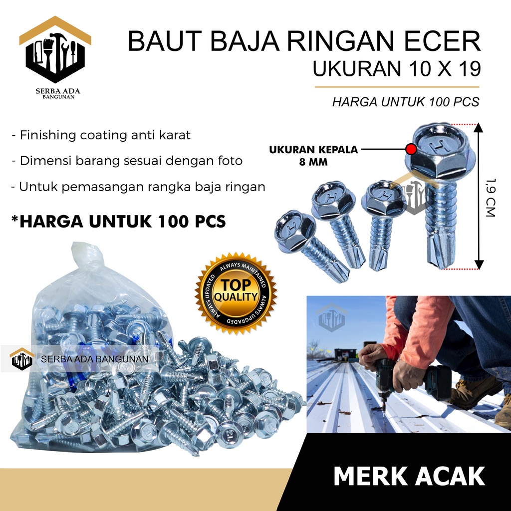Jual Baut baja ringan l baut Skrup Baja Ringan 10x16 10x19 Harga ...