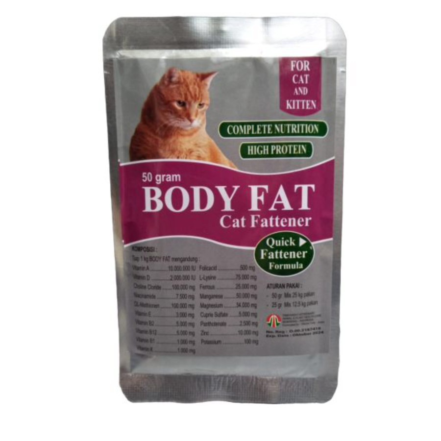 Jual BODY FAT CAT 50 GR - VITAMIN PENGGEMUK KUCING - PENAMBAH NAFSU ...