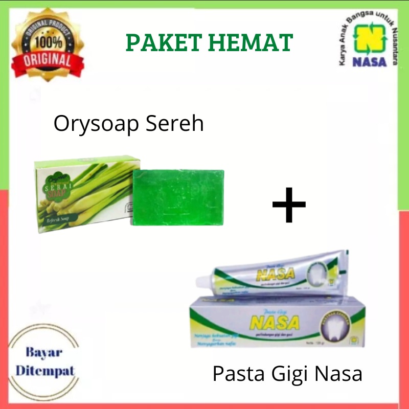 Jual Paket Hemat Mandi Sehat Pasta Gigi Nasa dan Sabun Orysoap Sereh ...