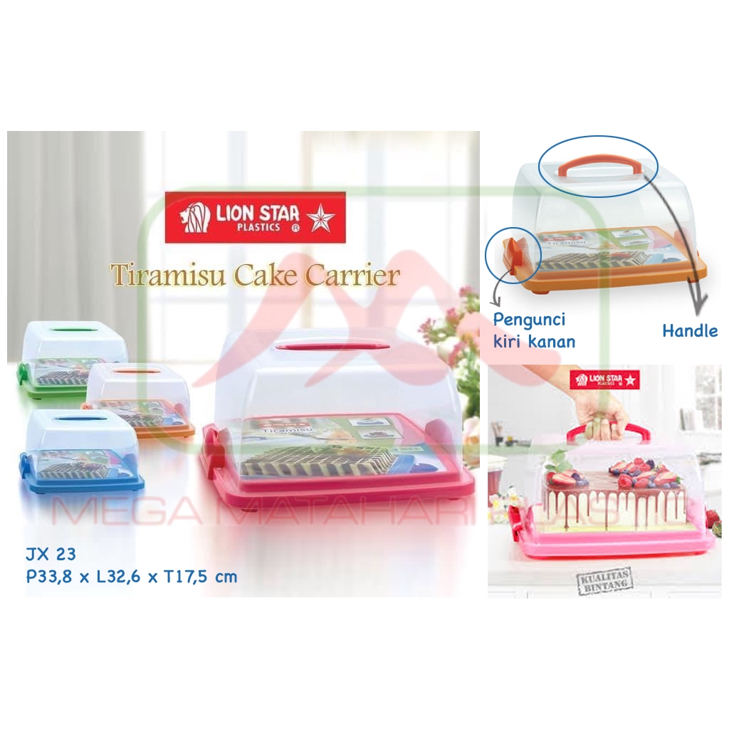Jual Cake tray dengan handle + pengunci Tiramisu cake carrier JX23 ...