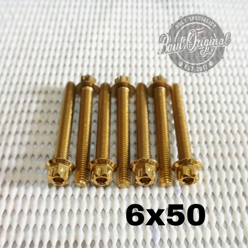 Jual Baut probolt 6x50 gold new model drat 10 panjang 5cm Heng thailand | Shopee Indonesia