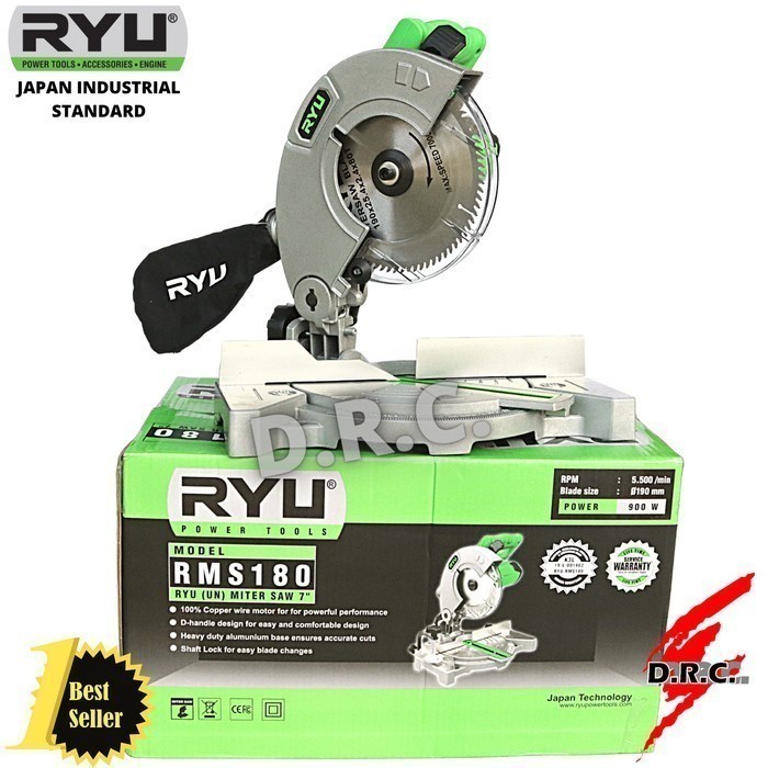 Jual RYU RMS 180 Mesin Potong Alumunium Kayu Miter Saw 7 inch Mesin ...