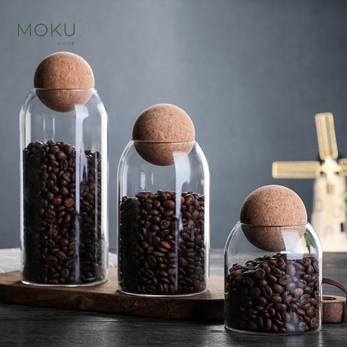 Jual [MOKU] Toples tutup gabus bulat | Glass Jar with Rounded Cork Lid ...