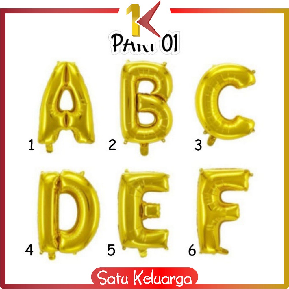 Jual SK-C390 Balon Foil Huruf Gold A-Z Balon Foil Angka 0-9 / Ballon ...