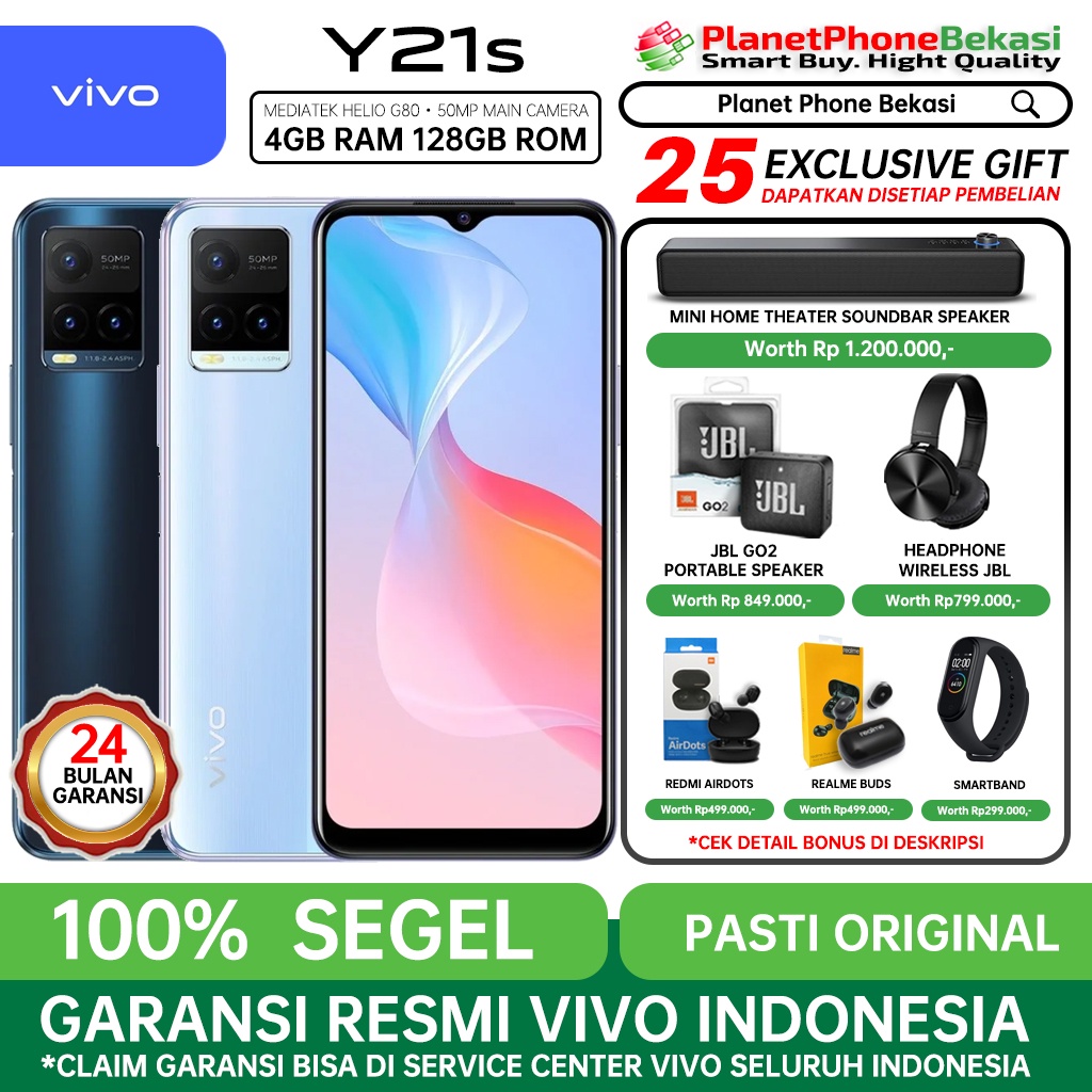 Jual VIVO Y21S 4/128 & Y21 Y21A 4/64 GB RAM 4GB ROM 128GB 64GB GARANSI ...