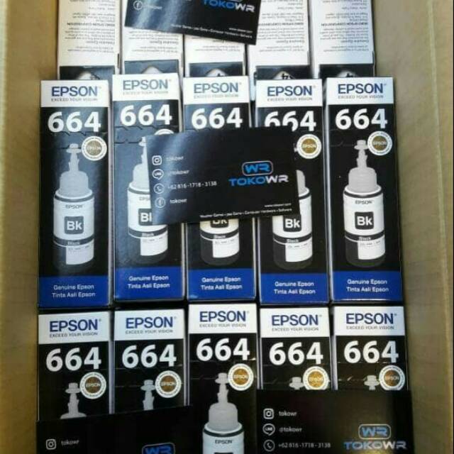 Jual TINTA PRINTER ORIGINAL EPSON 664 T664 Black/Hitam T6641 L100 L110 | Shopee Indonesia