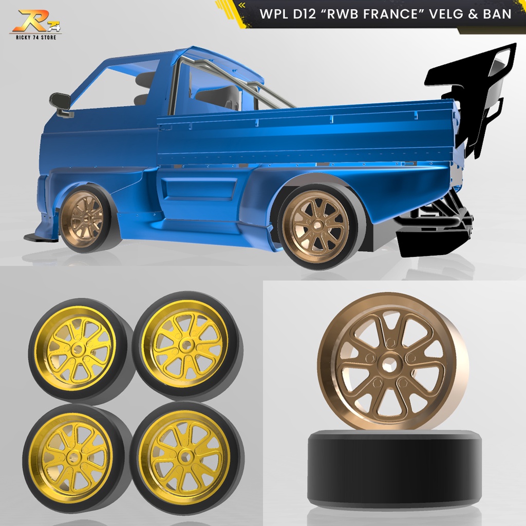Jual WPL D12 Velg RWB France - Velg dan Ban 1 Set RC Drift 3D Print WPL ...