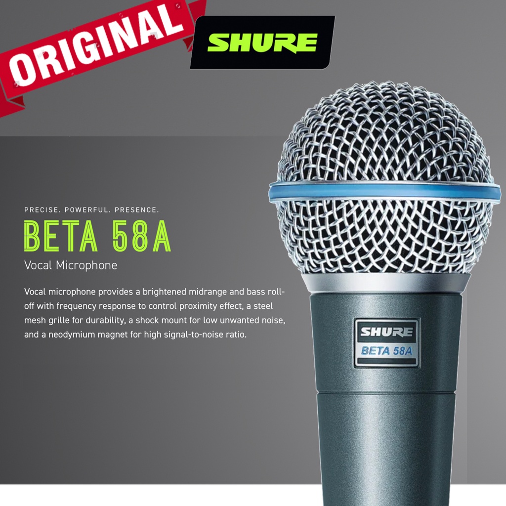 Jual Shure Beta 58A Beta58 Dynamic vocal wired microphone- Kabel mic belum termasuk | Shopee ...