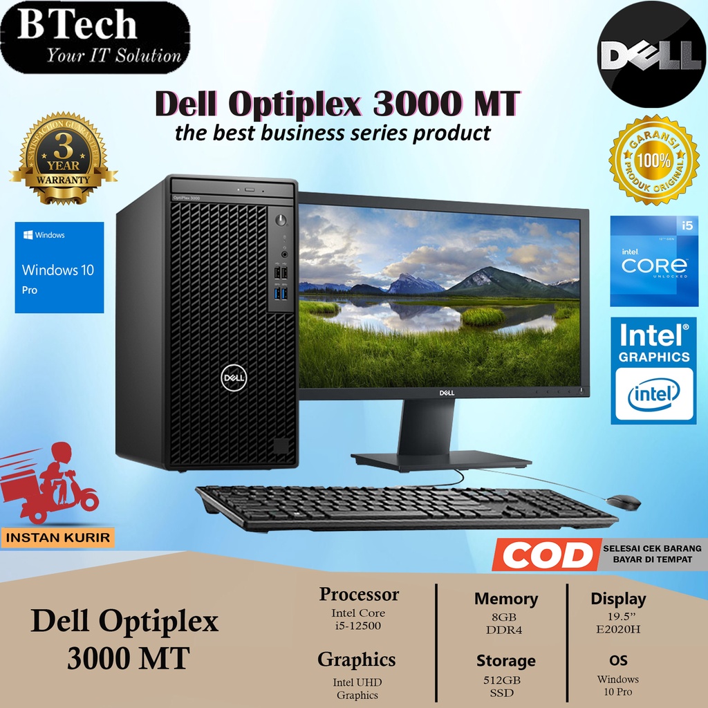 Jual Dell Optiplex 3000 MT Core i5-12500 8GB 512GB SSD W10P 19.5" 3YR ...