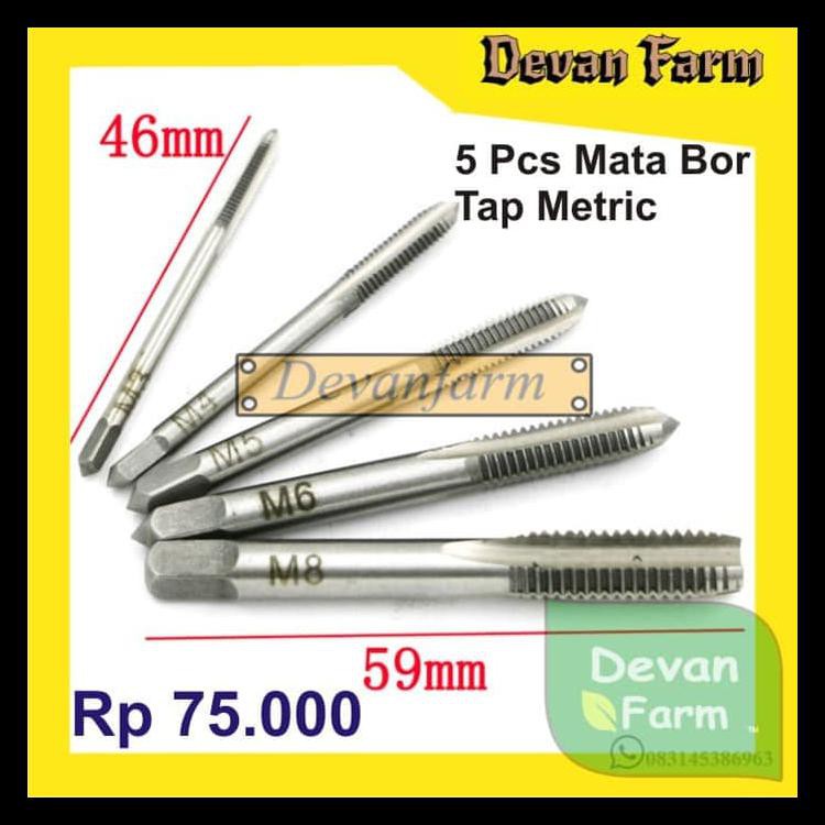 Jual Teruji 5 Pcs Mata Bor Tap Metric Utk Nepple/Nepel/Besi/Kayu/Mesin Bubut/Senai Terpercaya ...
