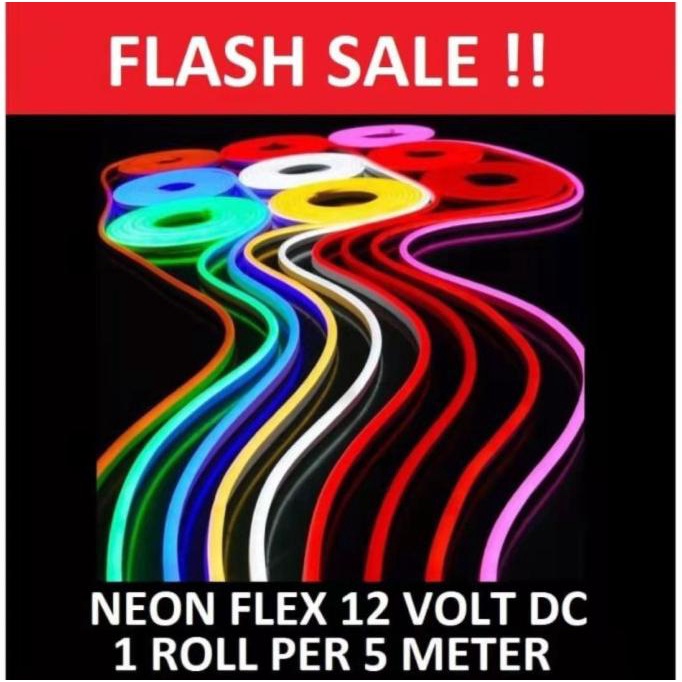 Jual Lampu LED Neon Flex LED Strip Flexible 5 Meter DC 12V IP65 WATERPROOF | Shopee Indonesia