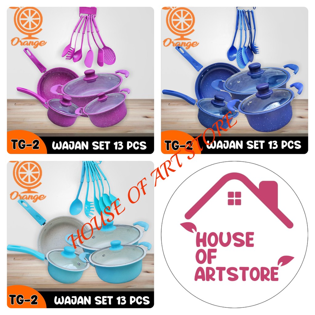 Jual Panci 13 Set Anti Lengket Marble Cookware Set Tutup Kaca Warna ...