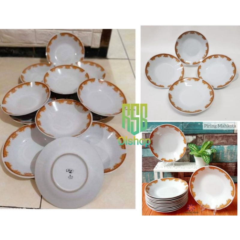 Jual 6 PCS PIRING MAKAN MAHKOTA 8 INCH PIRING MERK LILIA PIRING KERAMIK ...