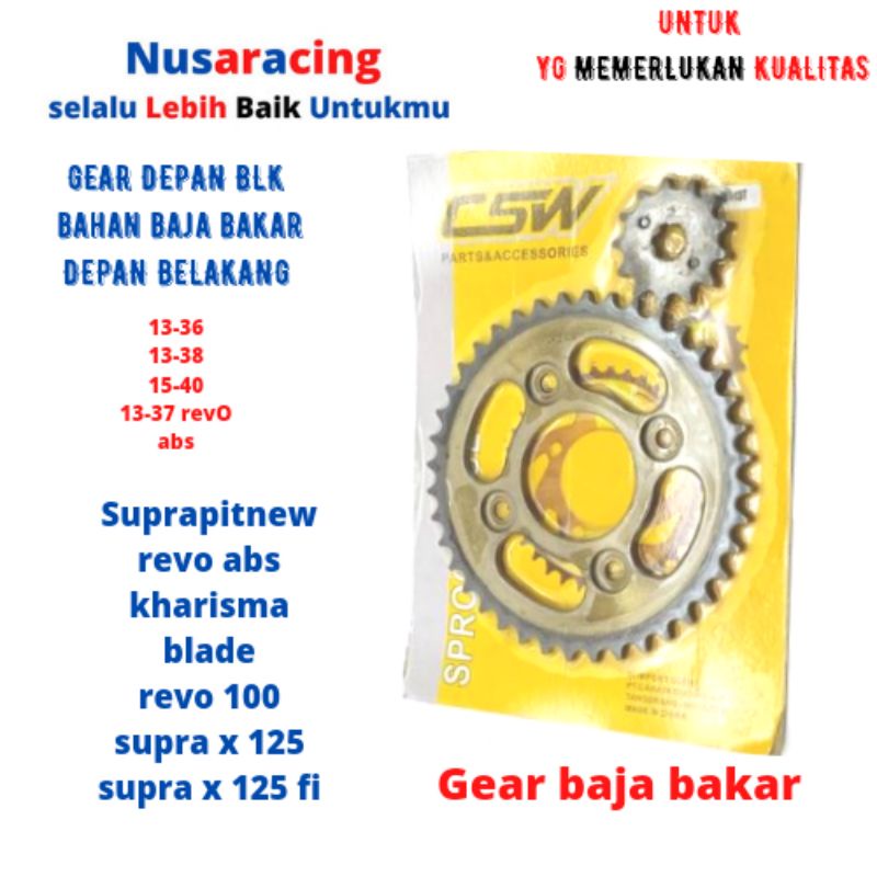 Jual GEAR GIR GER SET SUPRAPIT NEW KHARISMA SUPRA X 125 BLADE REVO ABS REVO PIT 36-14 40-14 43 ...