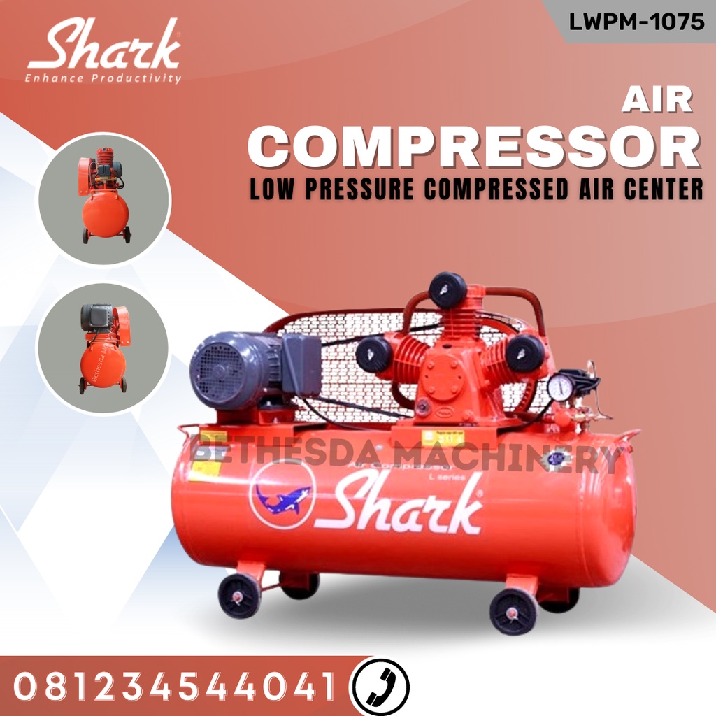 Jual Kompresor angin 7.5HP SHARK Compressor 10HP + motor 15 HP | Shopee ...