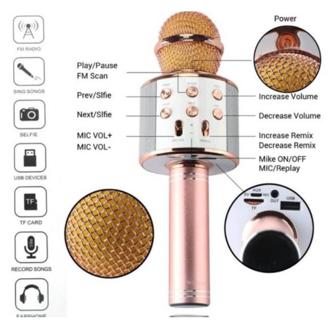 Jual Mic Ws 858 Mic Karaoke WS858 Bluetooth Wireless Microphone Speaker KTV Smule Karaoke ...