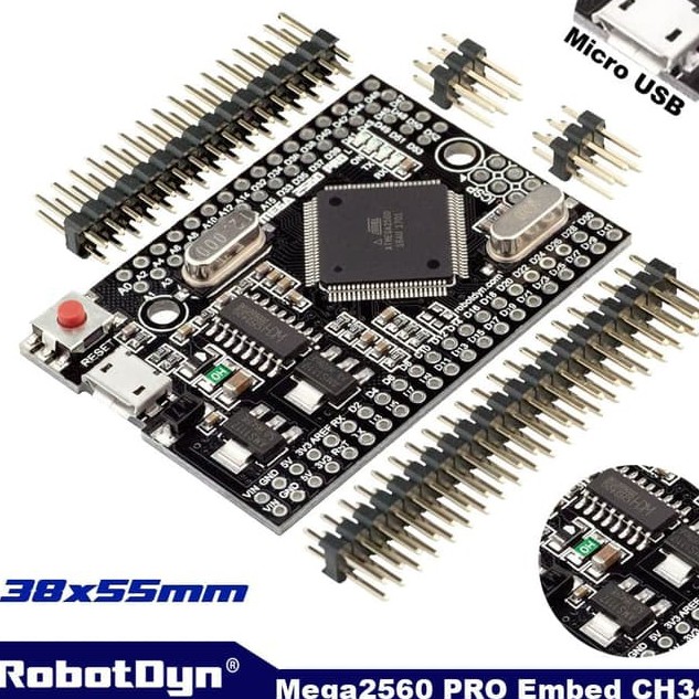 Jual Arduino Mega Mega2560 PRO Extra Mini Embed CH340G ATmega2560-16AU ...