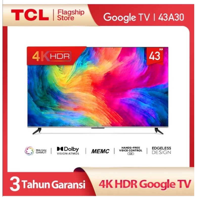 Jual TCL 43A30 43 Inch Smart TV 4K UHD Google TV Dolby Atmos HCVC 2.0 ...