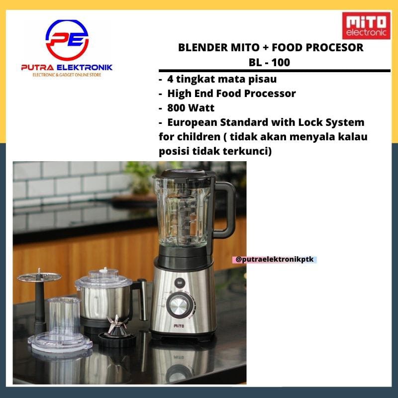 Jual BLENDER ALL IN ONE 1.5 L FOOD PROCESSOR MITO BL 100 BL100 BL-100 omni blade | Shopee Indonesia