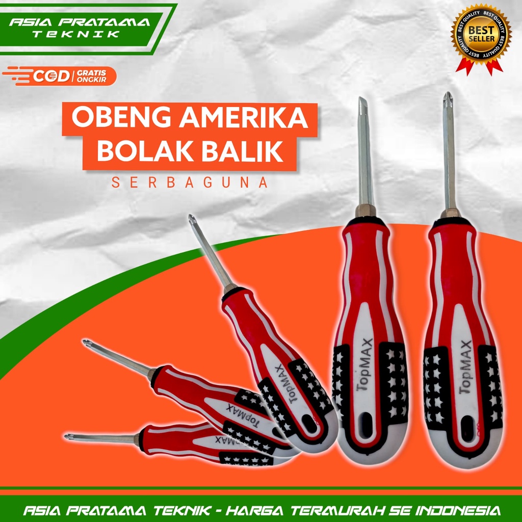 Jual Obeng Bolak Balik 4 inch 2 IN 1 Plus Min Jumbo Body Besar Motif ...