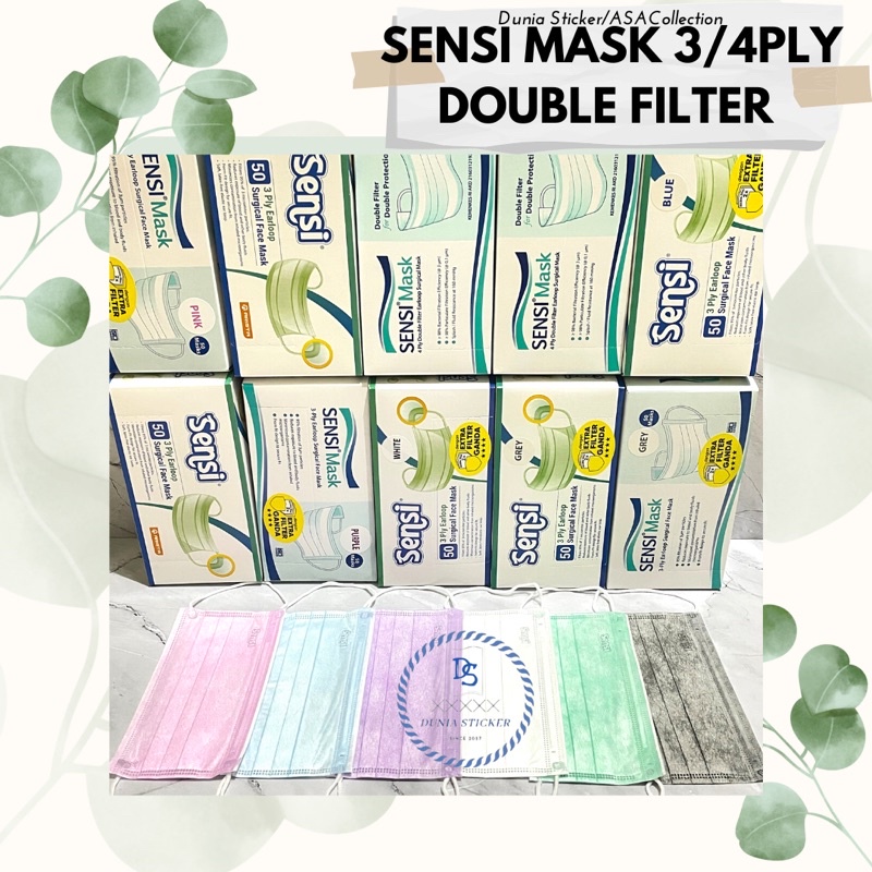 Jual MASKER SENSI MASK 3PLY 4PLY ISI 50 EARLOOP DOUBLE FILTER ORIGINAL ...