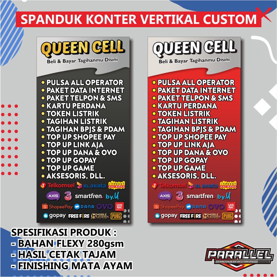 Jual SPANDUK KONTER CUSTOM, BANNER KONTER CUSTOM, SPANDUK COUNTER PULSA ...
