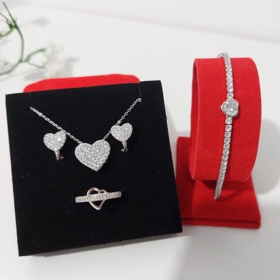 Jual Set Love Perak 925 Lapis Mas Putih | Shopee Indonesia