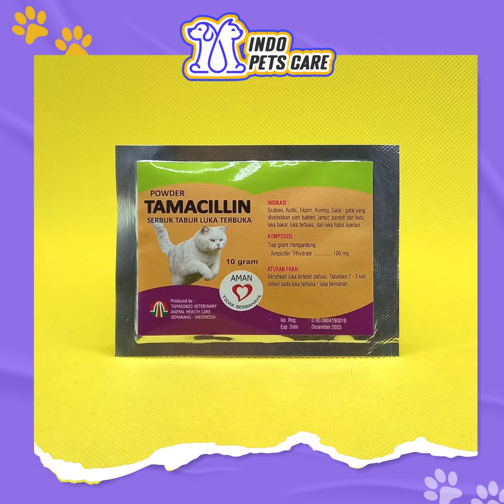 Jual OBAT LUKA KUCING - TAMACILLIN CAT 10GR - SERBUK TABUR MENGOBATI ...