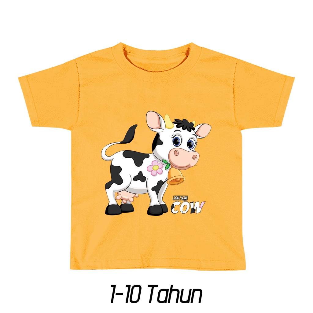 Jual Ali Ash Kaos Anak Baju Anak COW Sapi Hewan lucu Katun Combed 30s 1 ...