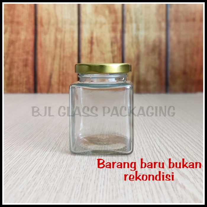 Jual toples jar kaca kotak 100ml / jar glass square 100ml / jar madu ...