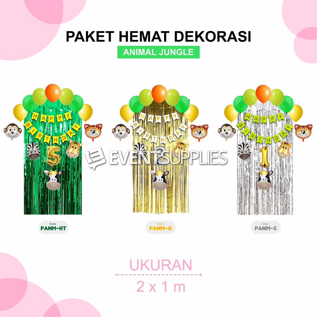 Jual Paket Hemat Dekorasi Animal Jungle Monkey Zebra Jerapah Sapi ...