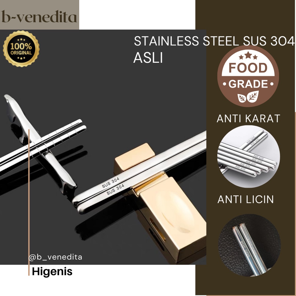 Jual Sumpit Stainless Korea Sus 304 Chopstick Asli Tahan Karat Souvenir ...