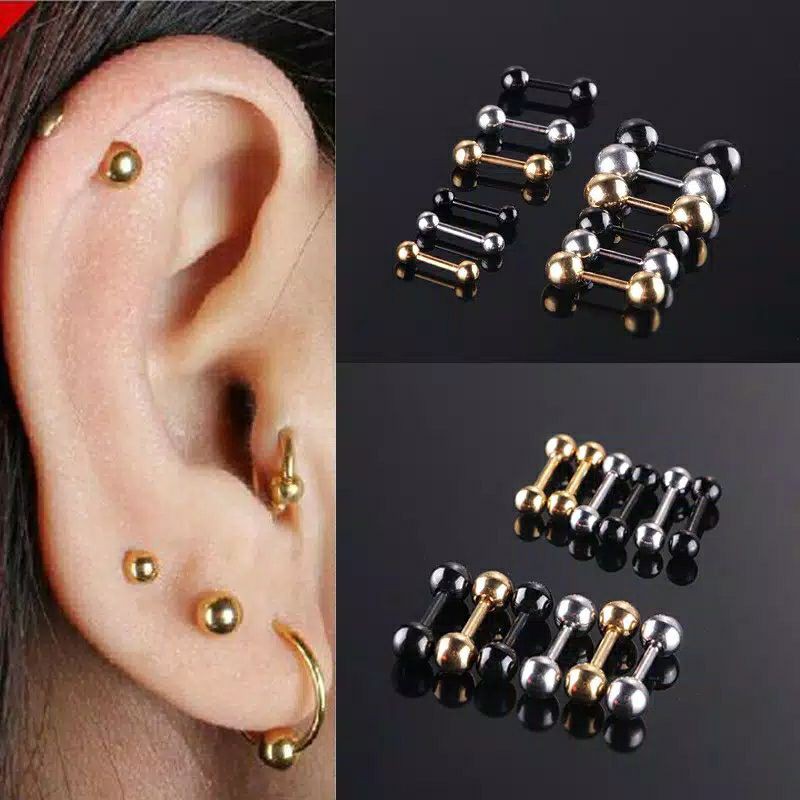 Jual 1PCS / 5PCS Anting Telinga Barbel Earring Piercing EarLobe ...